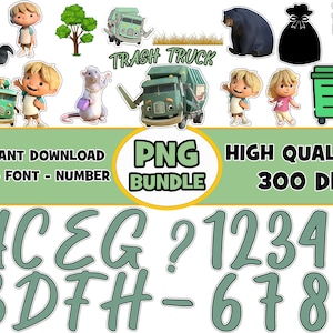 Trash Truck PNG Bundle: Font, Alphabet, Numbers (digital Download ...
