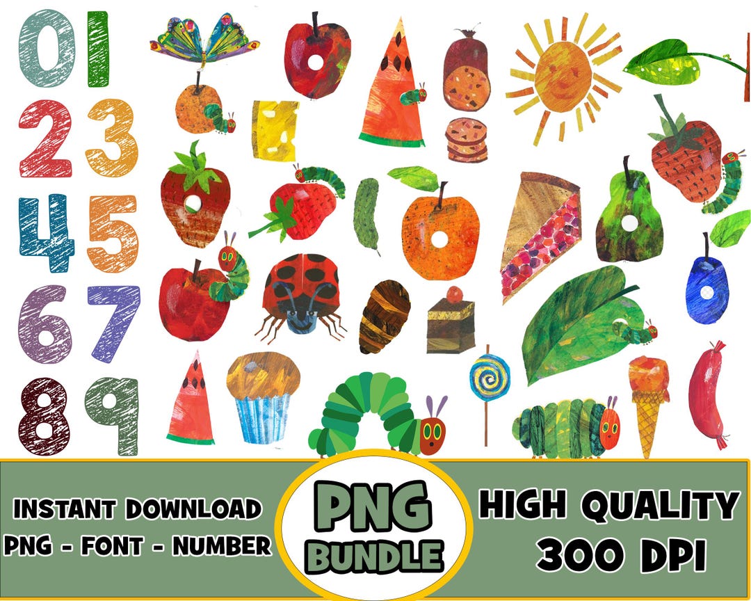 Very Hungry Caterpillar Clipart: PNG Sticker Bundle (digital Download ...
