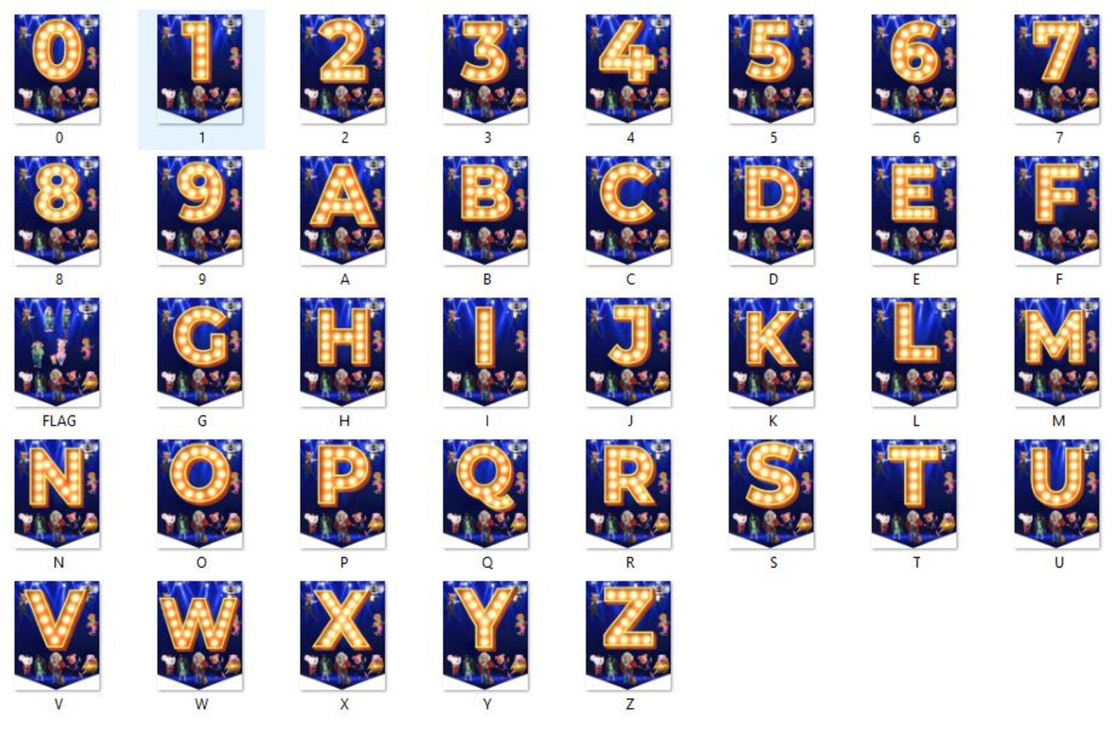 Sing 2 Birthday Banner: Flama Alphabet & Numbers (digital File) - Etsy