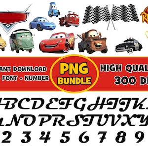 Cars PNG Bundle: Font, Alphabet, Number, Birthday Banner (digital File) - Etsy