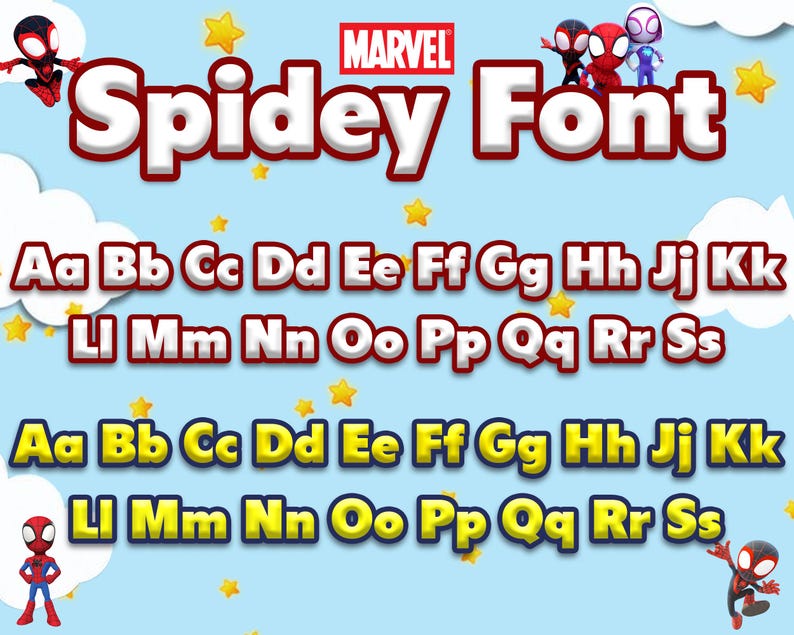Spidey Alphabet Font PNG: Birthday Party Letters (digital File Only ...
