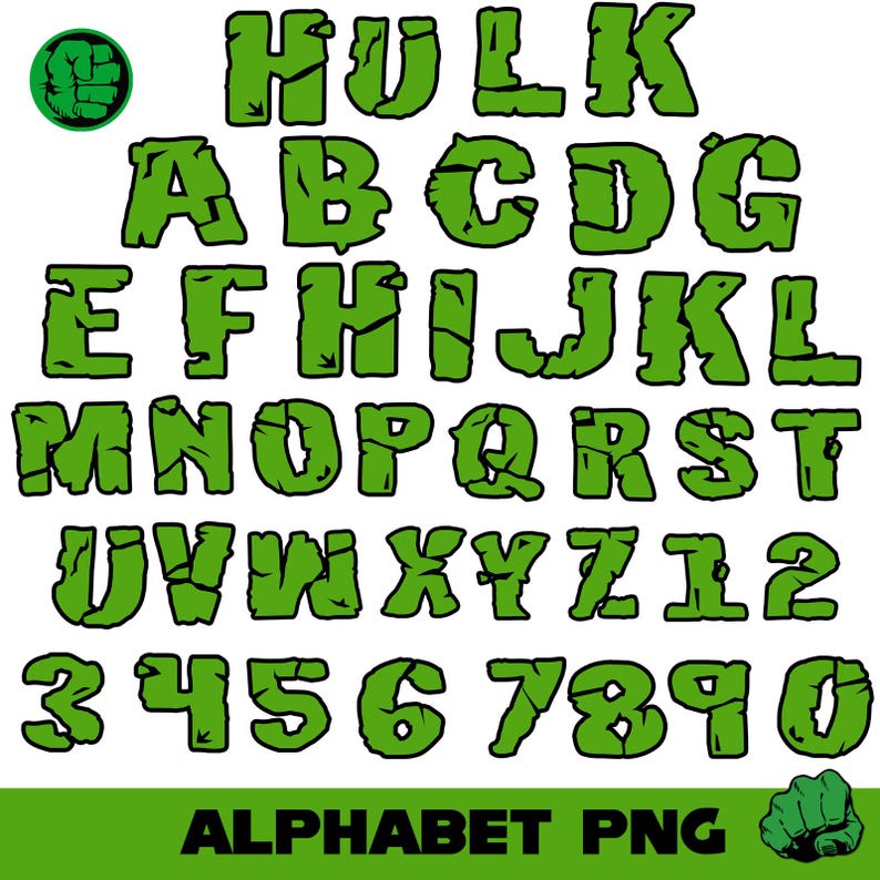 Hulk Alphabet Font PNG: Birthday Theme (digital File) - Etsy