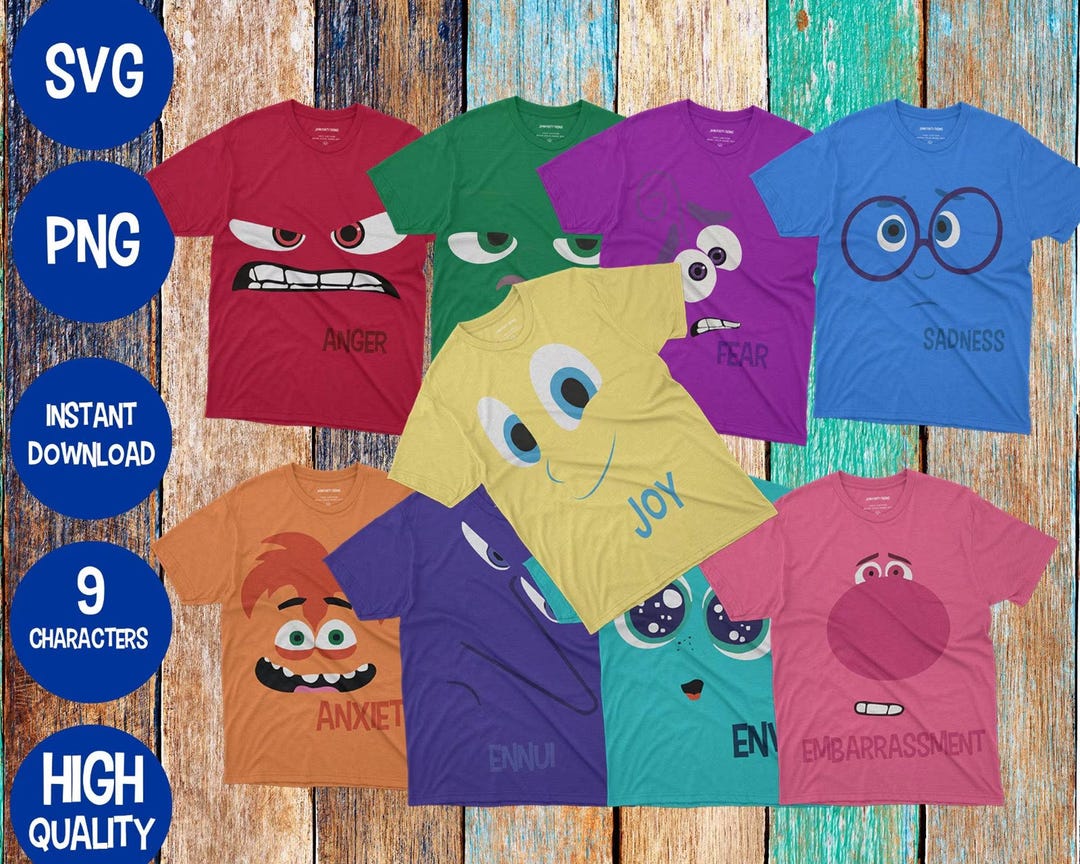 Inside Out 2 Faces SVG PNG: Personalized Character Designs (digital ...