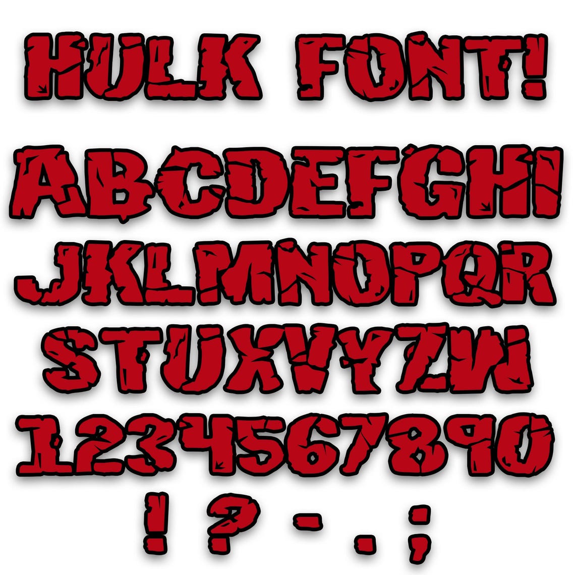 Red Hulk PNG Bundle: Font, Alphabet & Numbers (digital File) - Etsy