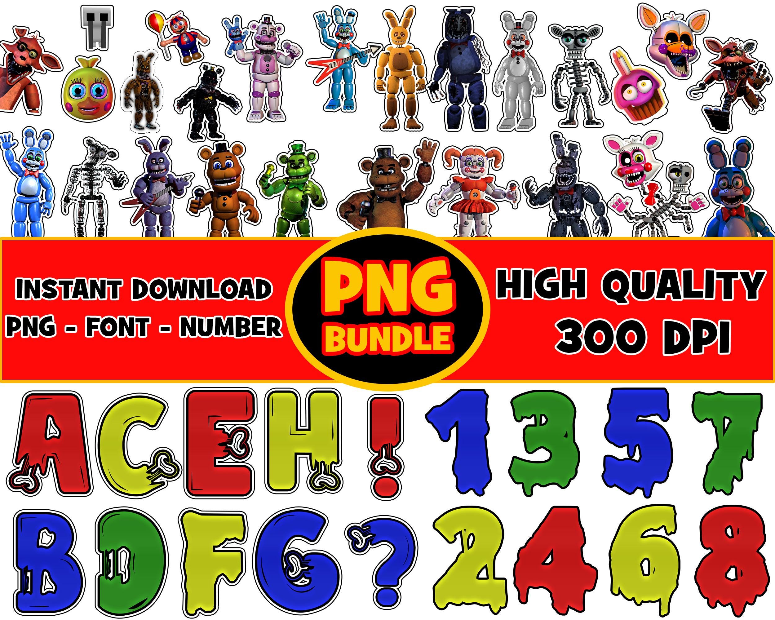 Five Nights at Freddy's PNG Bundle: Font, Alphabet, Numbers (digital ...