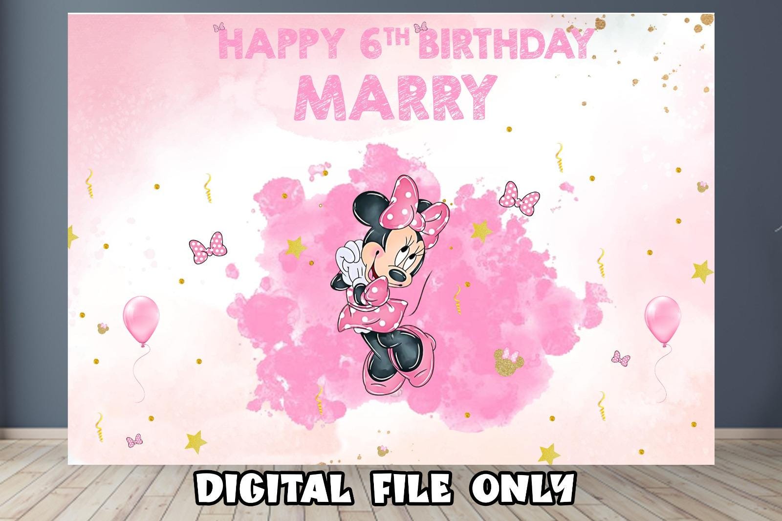 Minnie Mouse Birthday Backdrop, Minnie Mouse Digital Backdrop, Minnie ...