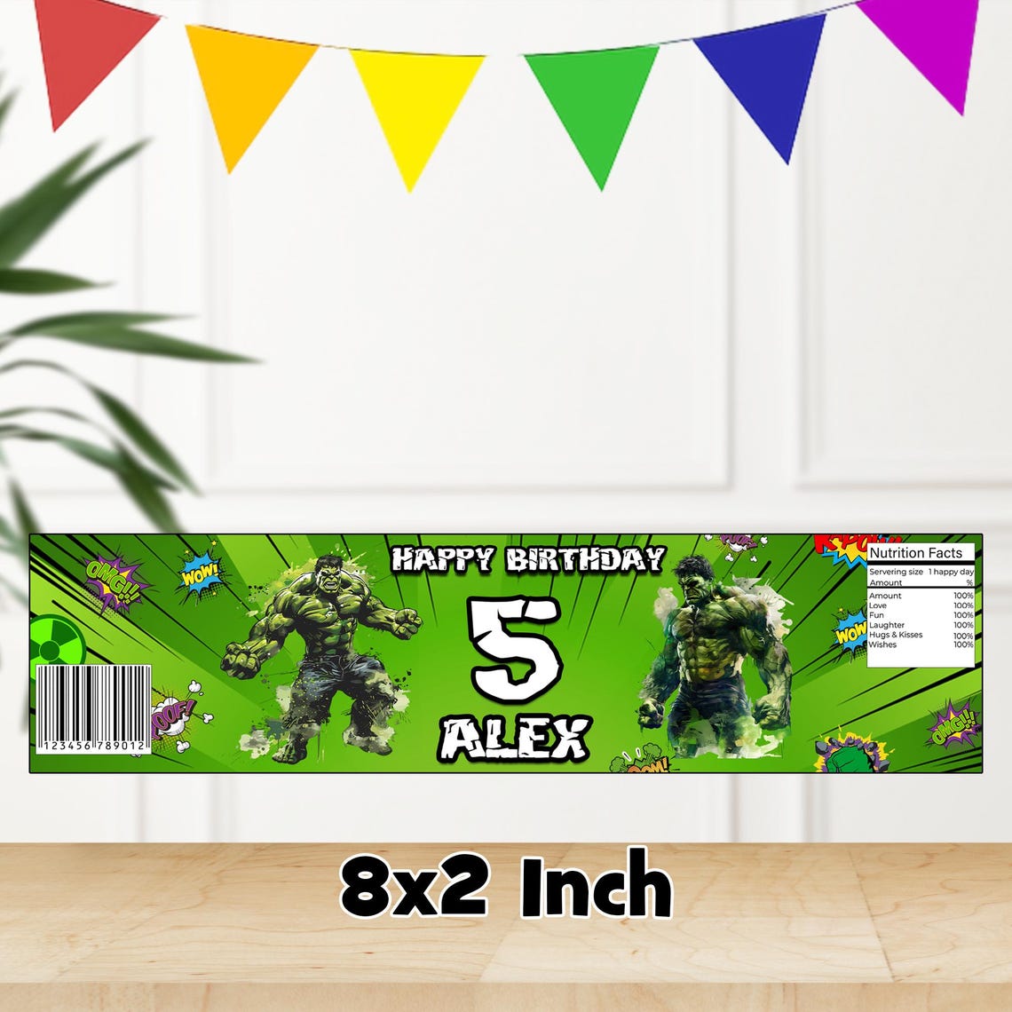 Hulk Birthday Water Bottle Labels: Personalized Printable Sticker ...