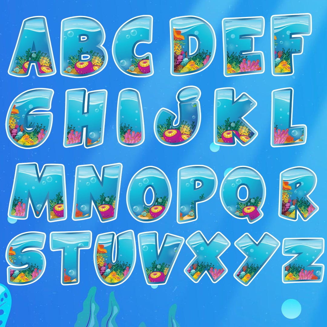 Sea Alphabet Clipart PNG: Under the Sea Birthday (digital File) - Etsy