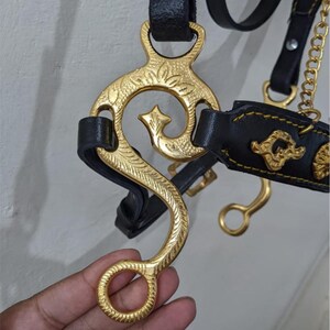 Fancy Hackamore Horse Bridle in Pure Cowhide Leather With Brass Gold ...