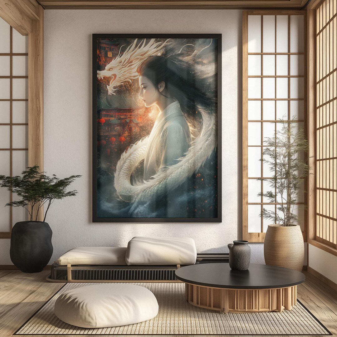 Dragon Minimalist Wall Art Poster Print | Digital Painting Art ...
