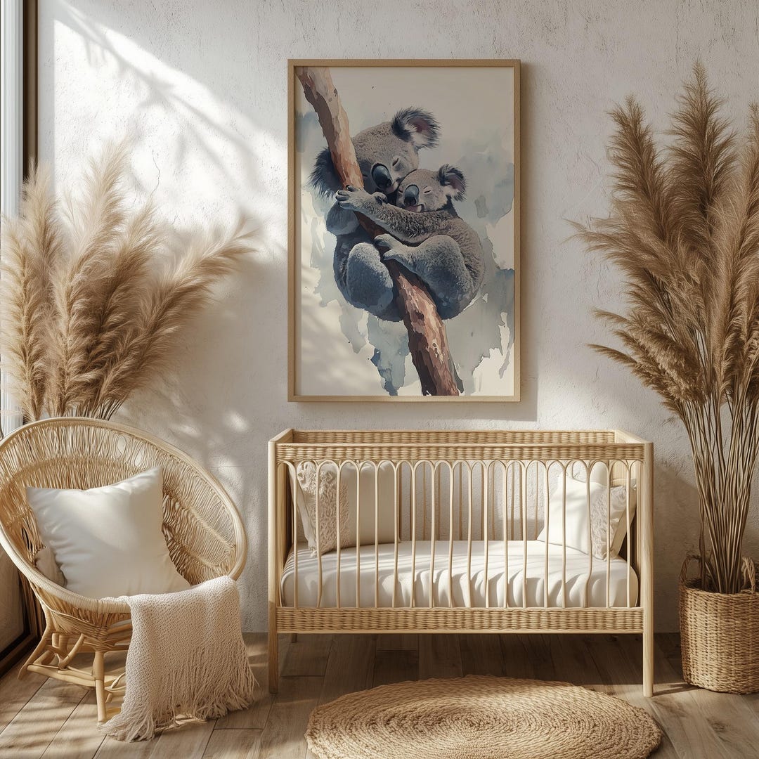 Mother and Baby Koala Watercolor Printable Painting | Koala Nursery ...