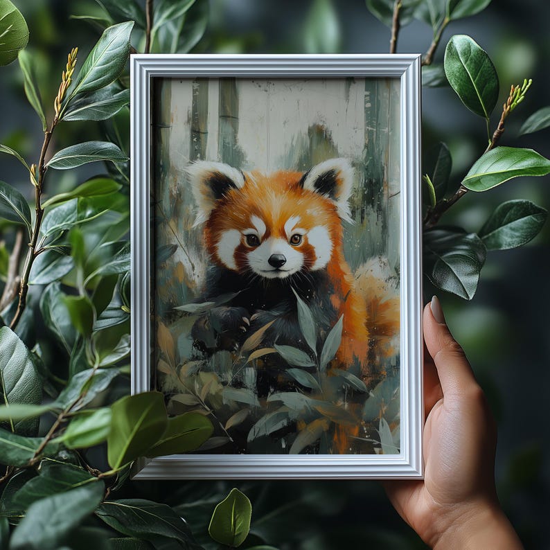 Red Panda Watercolor Painting Printable Wall Art, Red Panda Nursery ...
