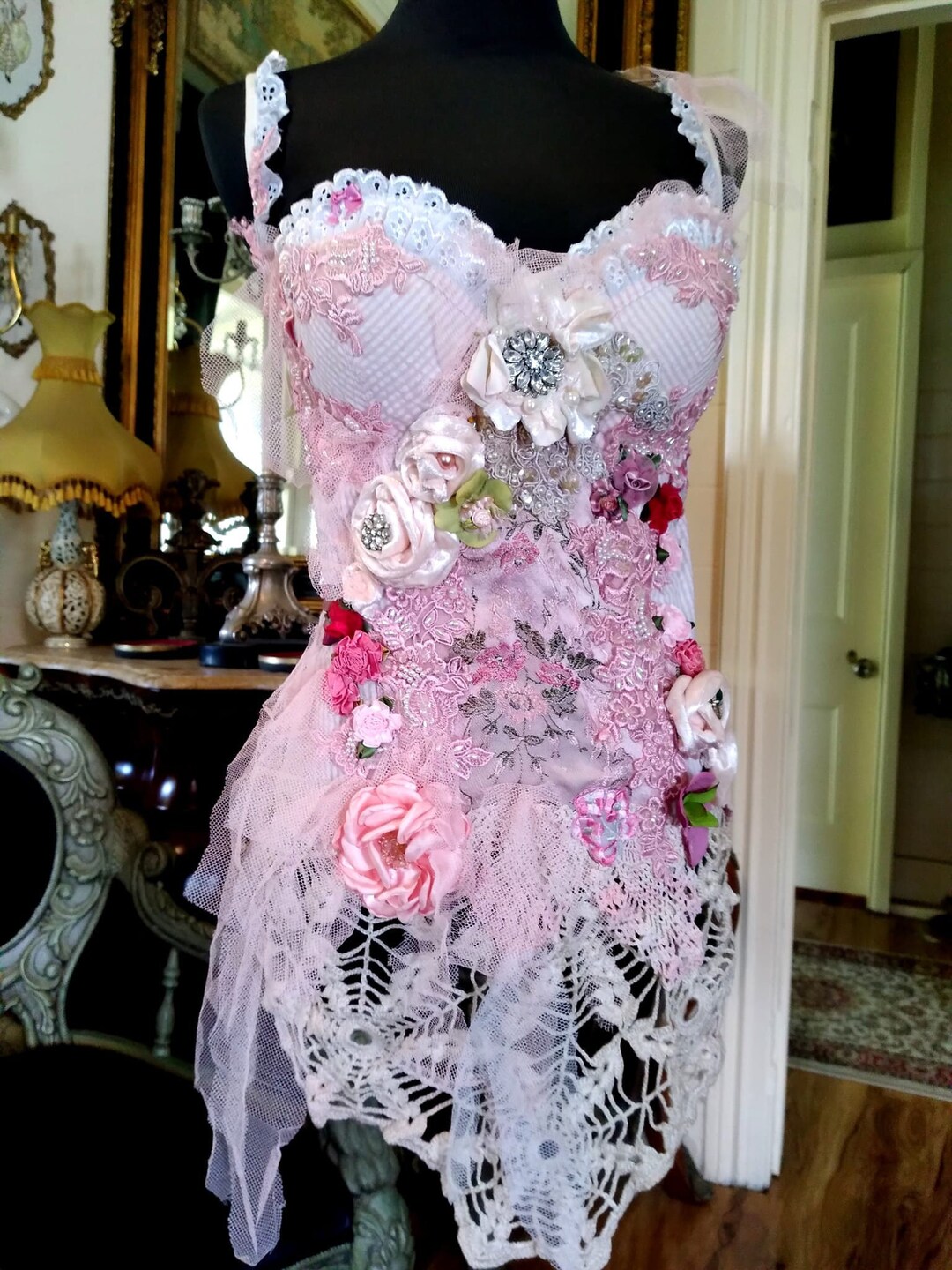 French Style Baroque Rococo Floral Garden Bustier Corset Vintage ...