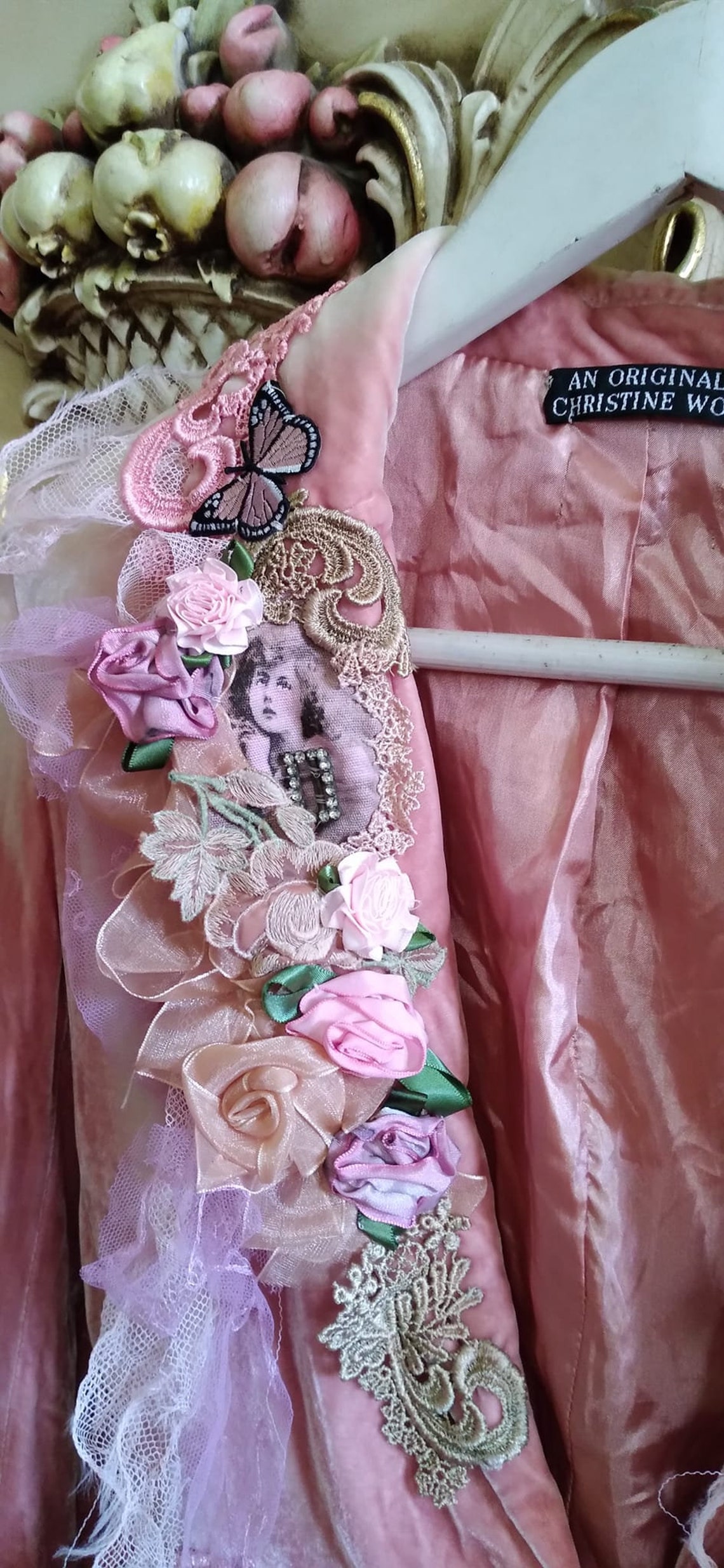 PURE Silk Rose Pink Jacket Hand Made Roses Netting Tulle - Etsy