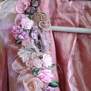 PURE Silk Rose Pink Jacket Hand Made Roses Netting Tulle Quipure Lace ...