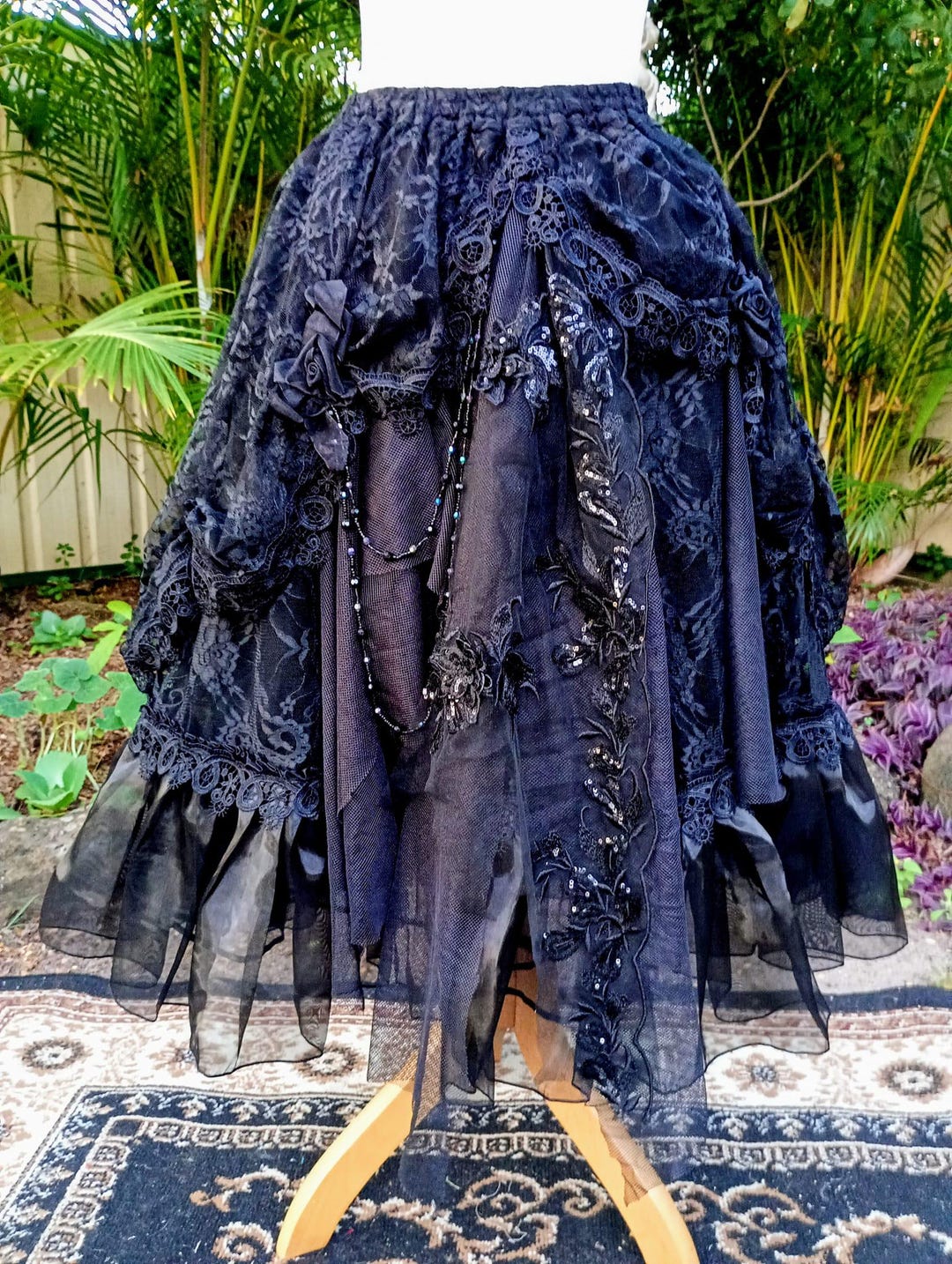 Victorian Bohemian Gypsy Gothic Midi-long Length Skirt Fairy Boho ...