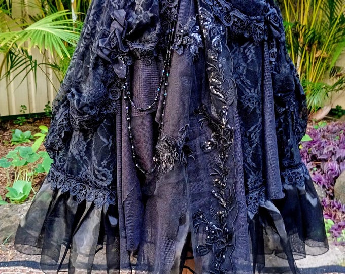 Victorian Bohemian Gypsy Gothic Midi-long Length Skirt Fairy Boho ...