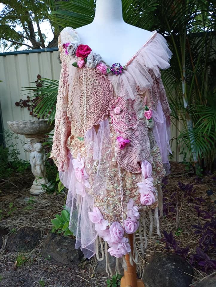 Victorian Fairy Bohemian Gypsy 3D Flowers Shawl Poncho Cape Capelet ...