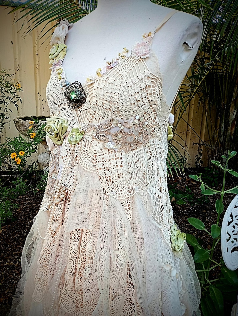 Made to ORDER Shabby Chic Fairy Gypsy Gothic Dress Formal Prom Bridal ...