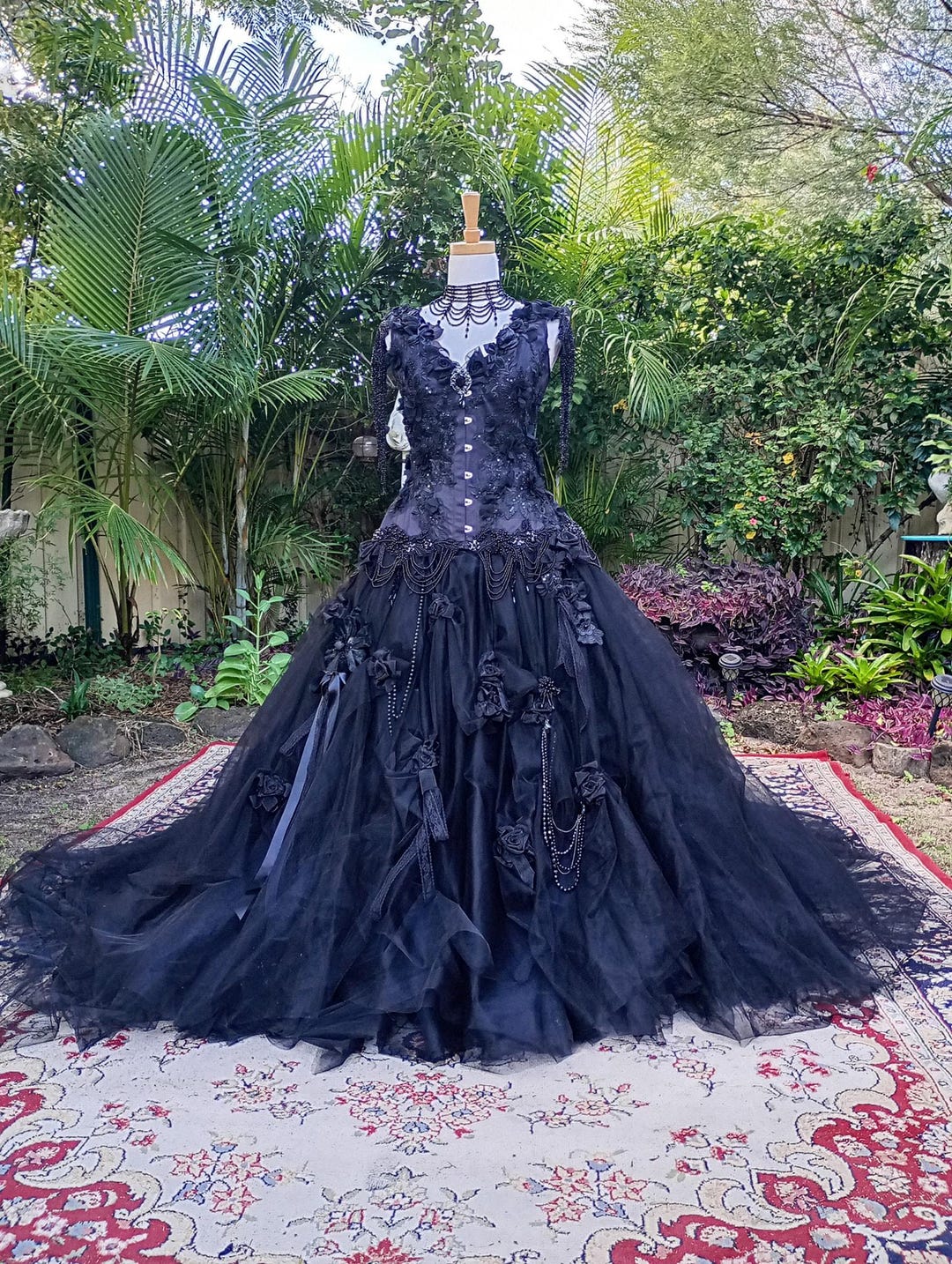 BLACK Steel Boned Gothic Steampunk Gypsy Alternative Wedding Bridal ...