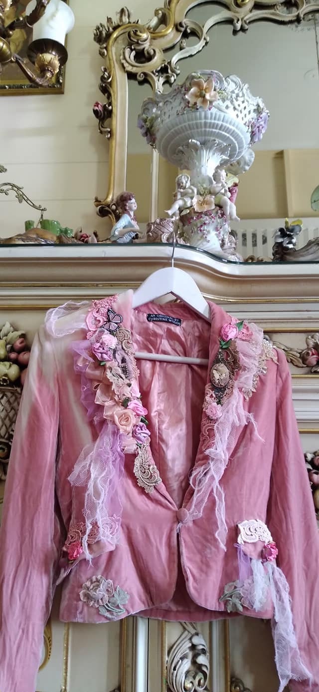 PURE Silk Rose Pink Jacket Hand Made Roses Netting Tulle - Etsy