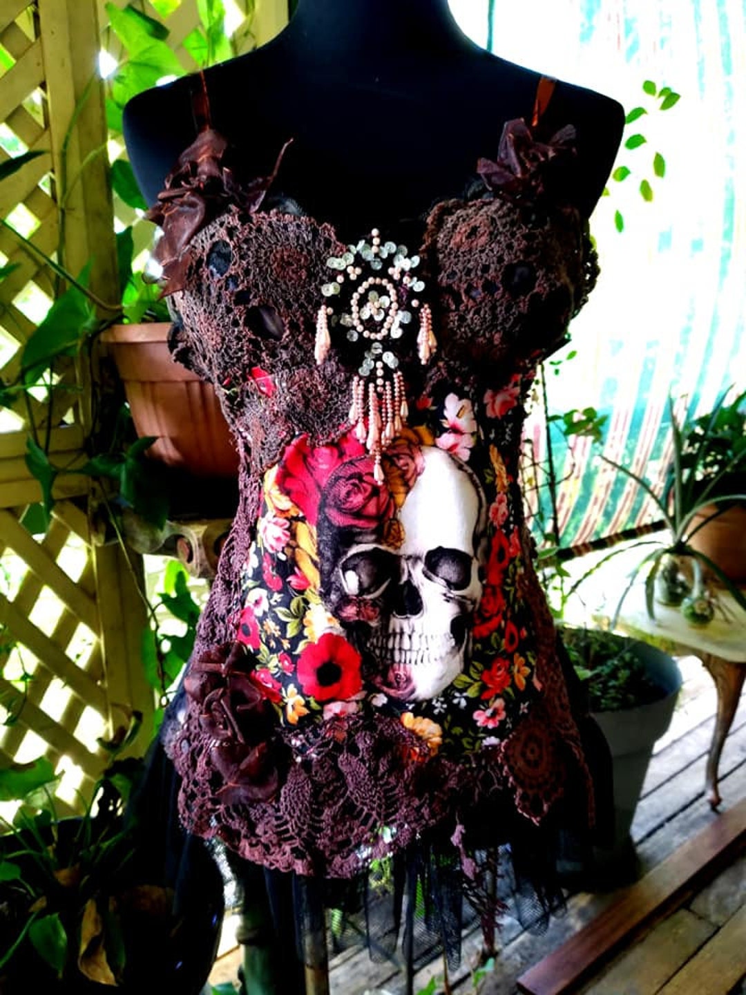 Victorian,bohemian,gypsy Top Shabby Chic SKULL Fairy Boho Decadence ...