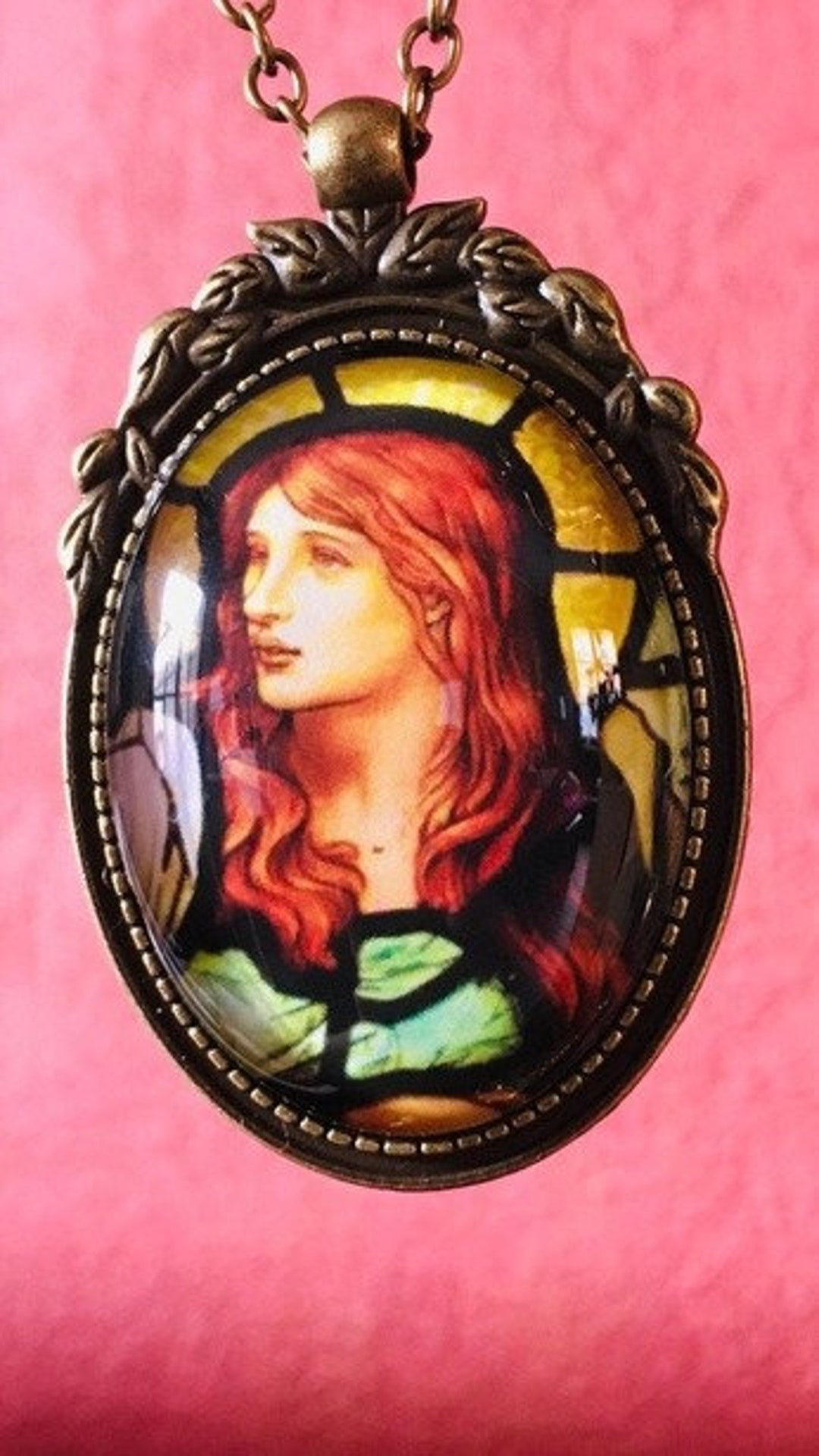 Hand Made Pre-raphaelite Style Pendant With Chain Gothic Gypsy Boho ...