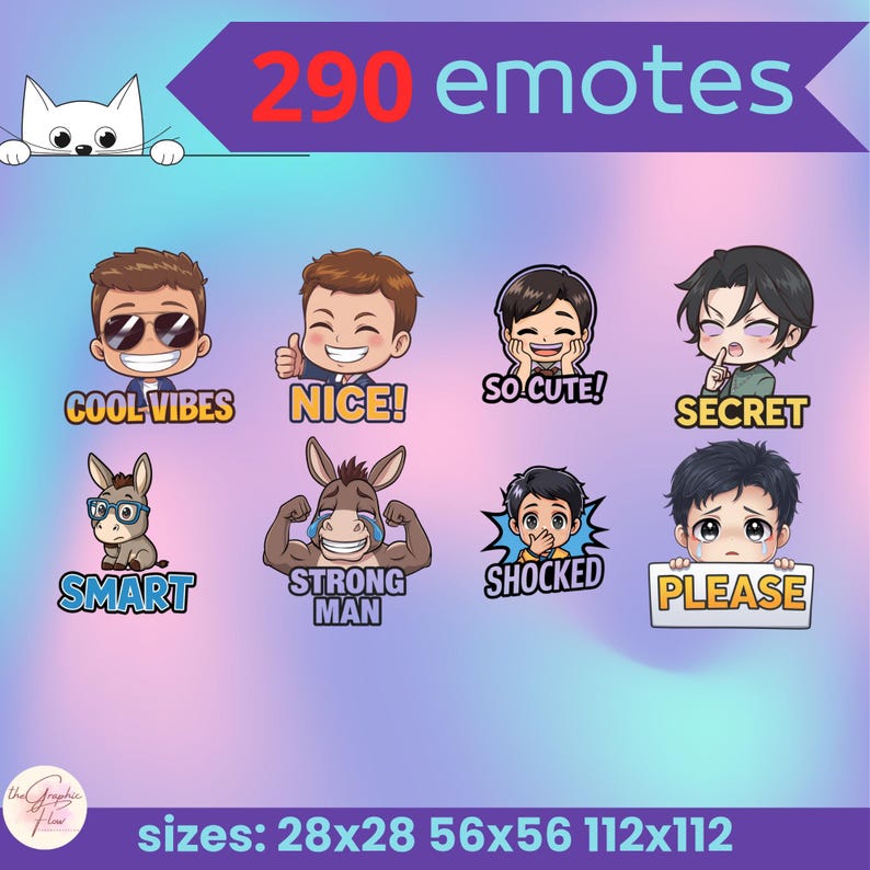 250 Unique Twitch Emotes Pack | Cute & Funny Streamer Emotes | Text ...