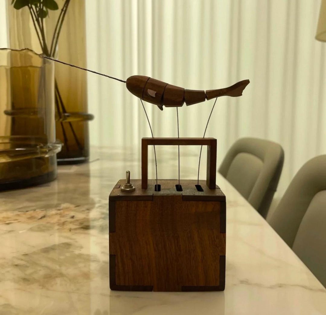 Handmade Wooden Whale Mechanical Automaton Narwhal Music Box ...