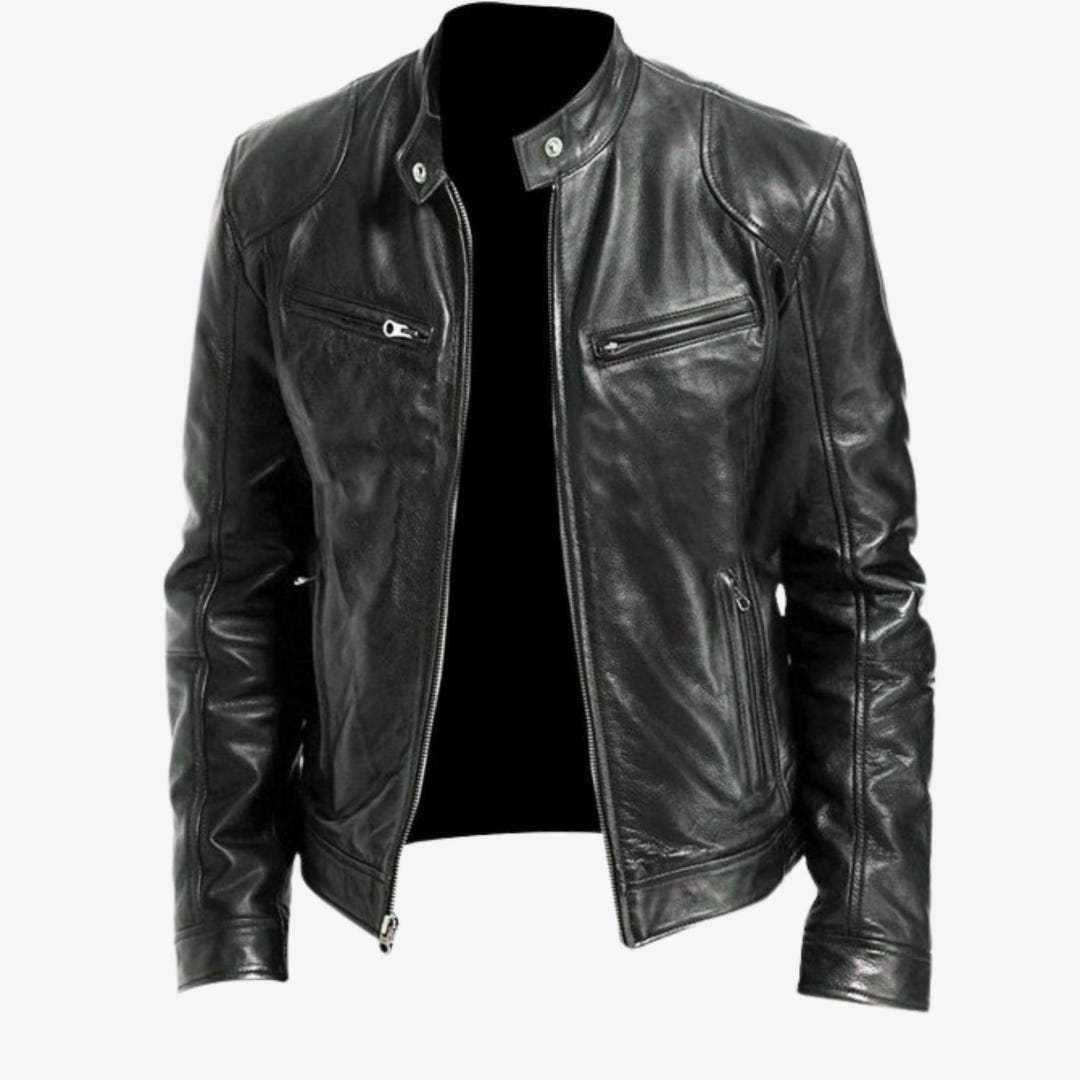 Men's Winter Leather Jacket Genuine High End-finish Long Sleeve Zipper ...
