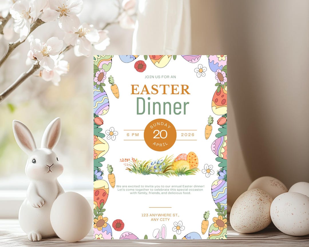Printable Easter Dinner Invitation, Easter Invitation Template, Easter ...