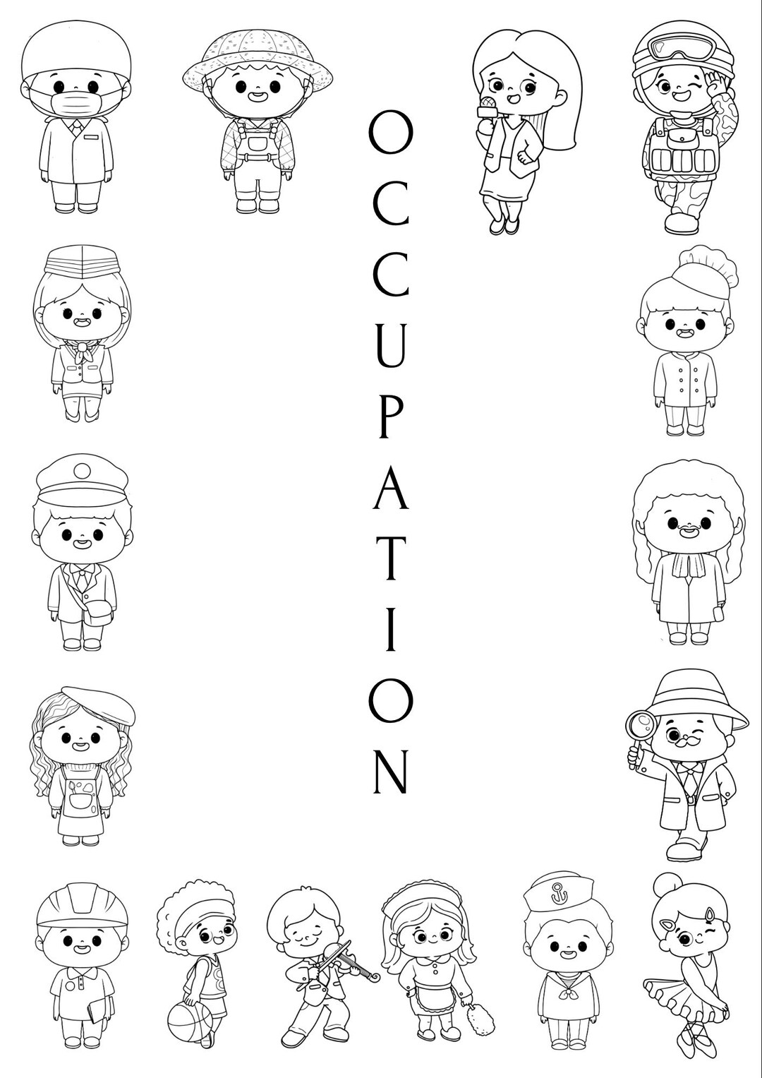 Worksheet Coloring Themed Occupation for Children - Etsy