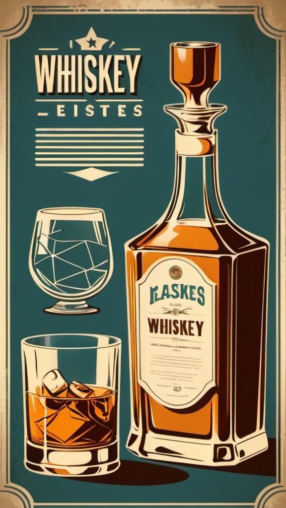 Retro Whiskey Art Prints - Vintage Bar Wall Decor - Whiskey Lover Gift ...