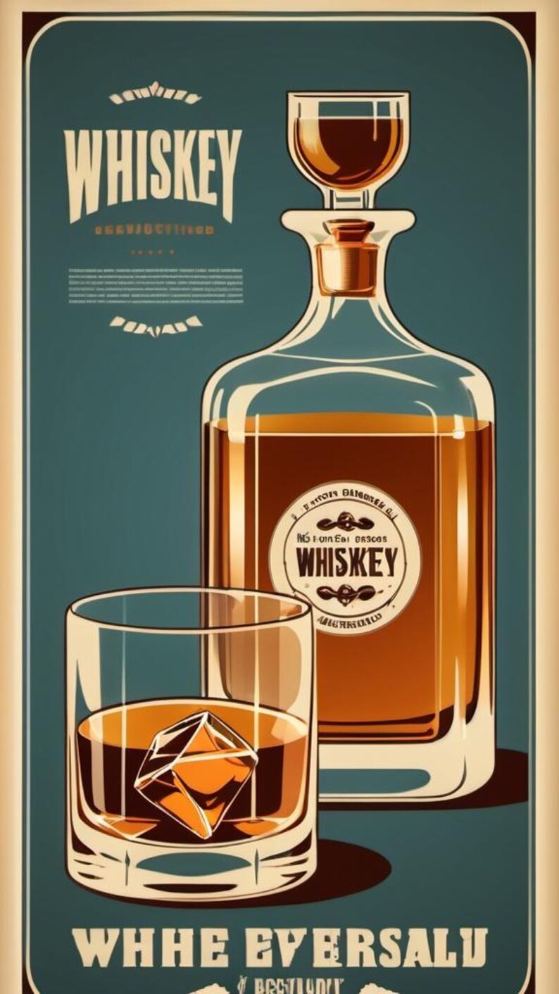 Retro Whiskey Art Prints - Vintage Bar Wall Decor - Whiskey Lover Gift ...
