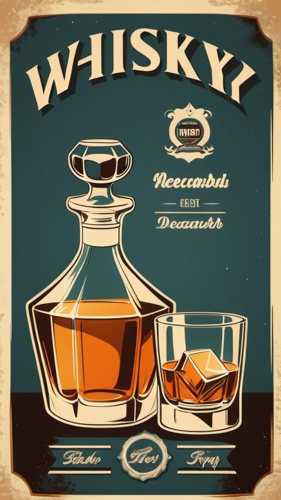 Retro Whiskey Art Prints - Vintage Bar Wall Decor - Whiskey Lover Gift ...