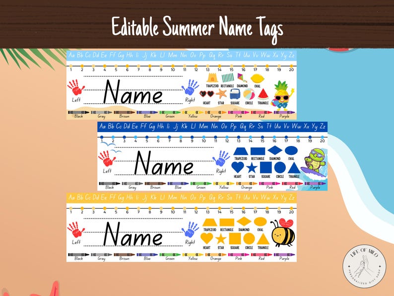 Summer Themed Desk Name Tags, Canva Editable, Summer Classroom Decor ...