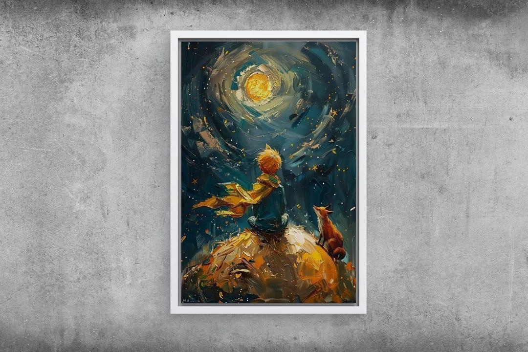 The Little Prince Inspired Abstract Canvas Wall Art - Colorful Starry ...