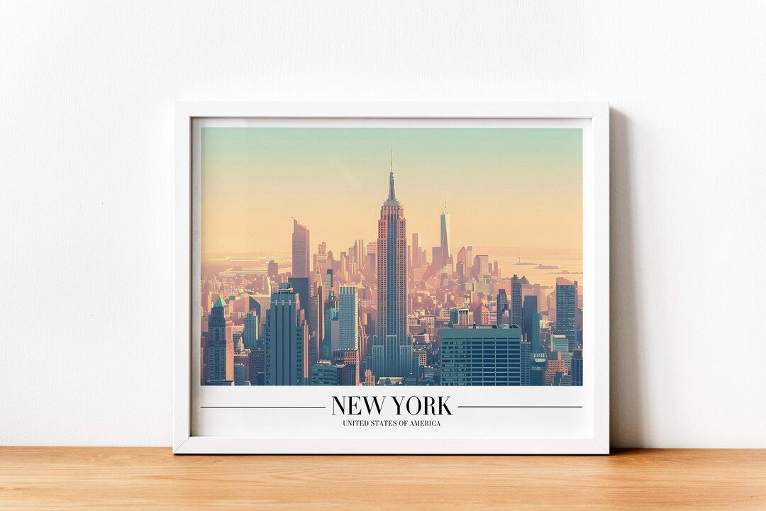 New York City Skyline Poster – Modern NYC Wall Art, Empire State ...