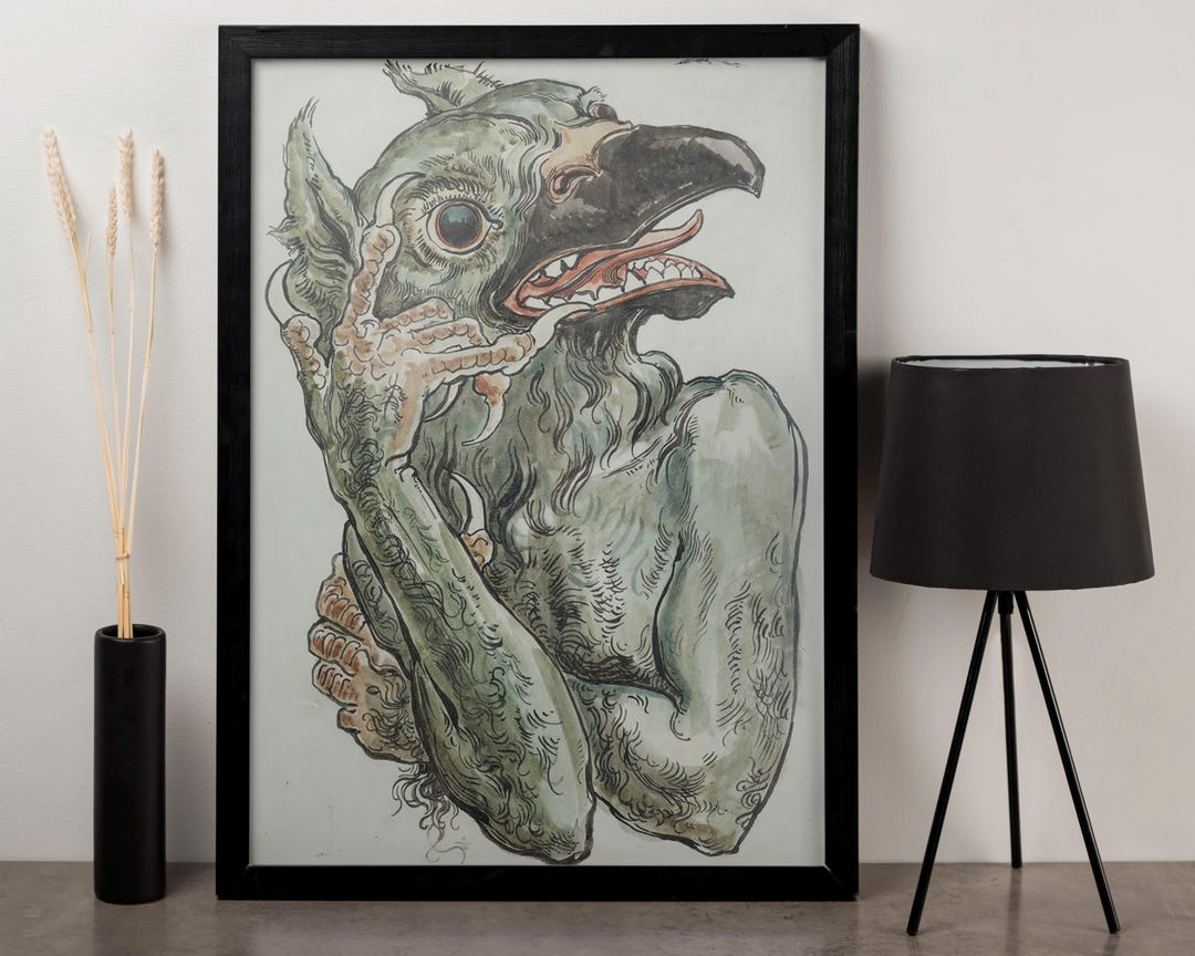 Gothic Monster Art – Dark Fantasy Creature Canvas, Mythical Beast ...