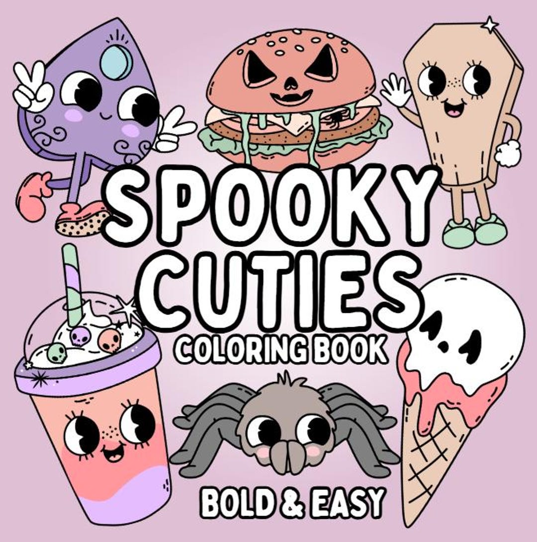 Spooky Cute Pastel Goth Coloring Book | 52 Kawaii Japanese Designs for ...