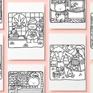 Beary Stoned Stoner Girl Moments Adult Coloring Book | Cute & Cozy ...