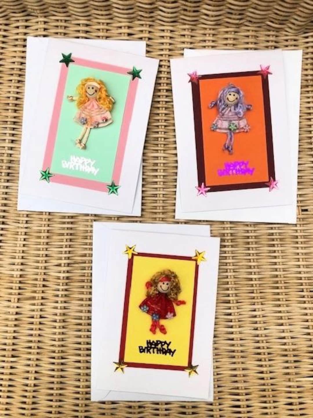 Happy Birthday Cards, Doll Cards, Handmade, Unique, Cute, Bright and ...