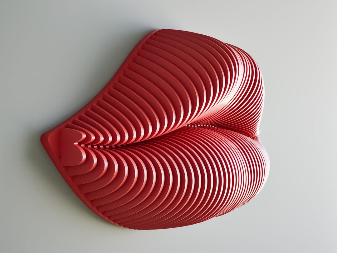 Parametric Cool Lips Parametric Wall Art 3D Wall Art Large Lips Wall ...