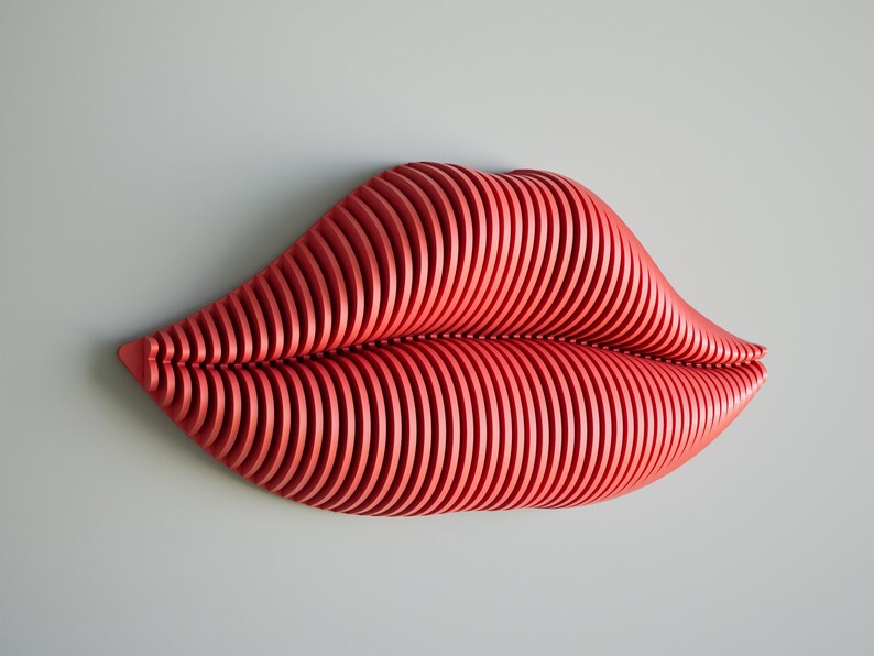 Parametric Red Lips Parametric Wall Art 3D Wall Art Large Lips Wall ...