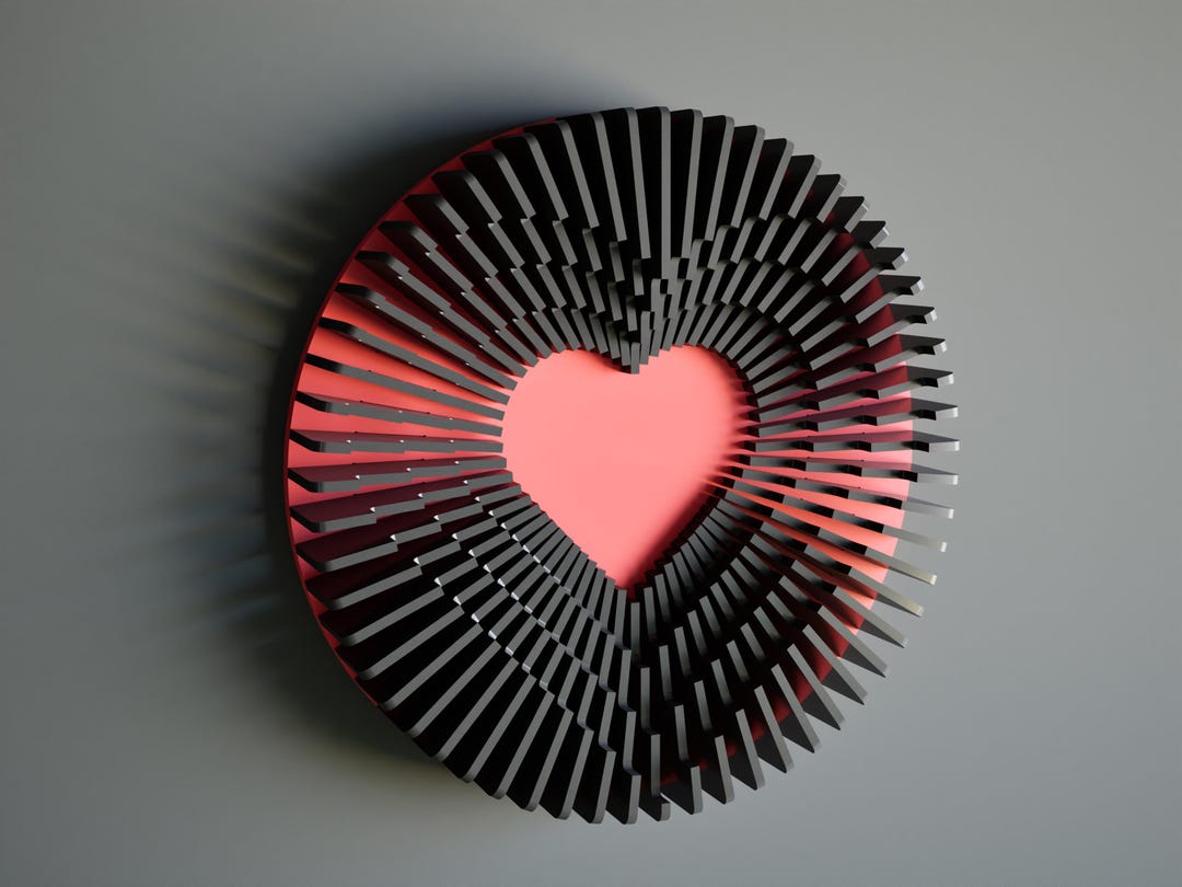 Parametric Heart Parametric Wall Art 3D Wall Art Large Heart Wall ...