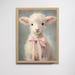 Impressionistic Fluffy White Sheep With Pink Bow, Pastel Nursery Wall ...