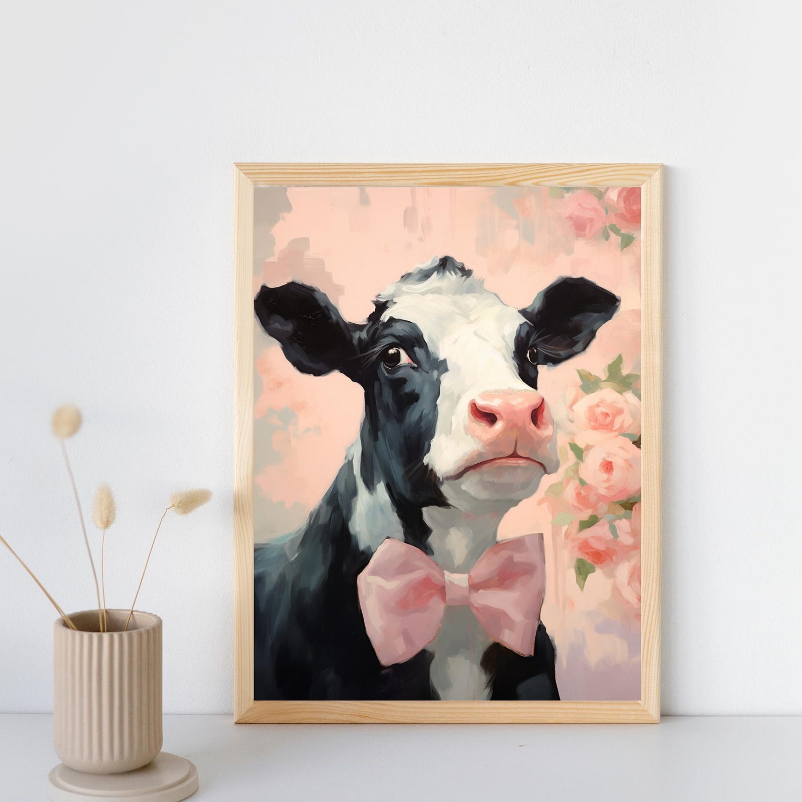 Cow, Rustic Farmhouse Decor, Vintage Farm Animal Print, Cottagecore ...