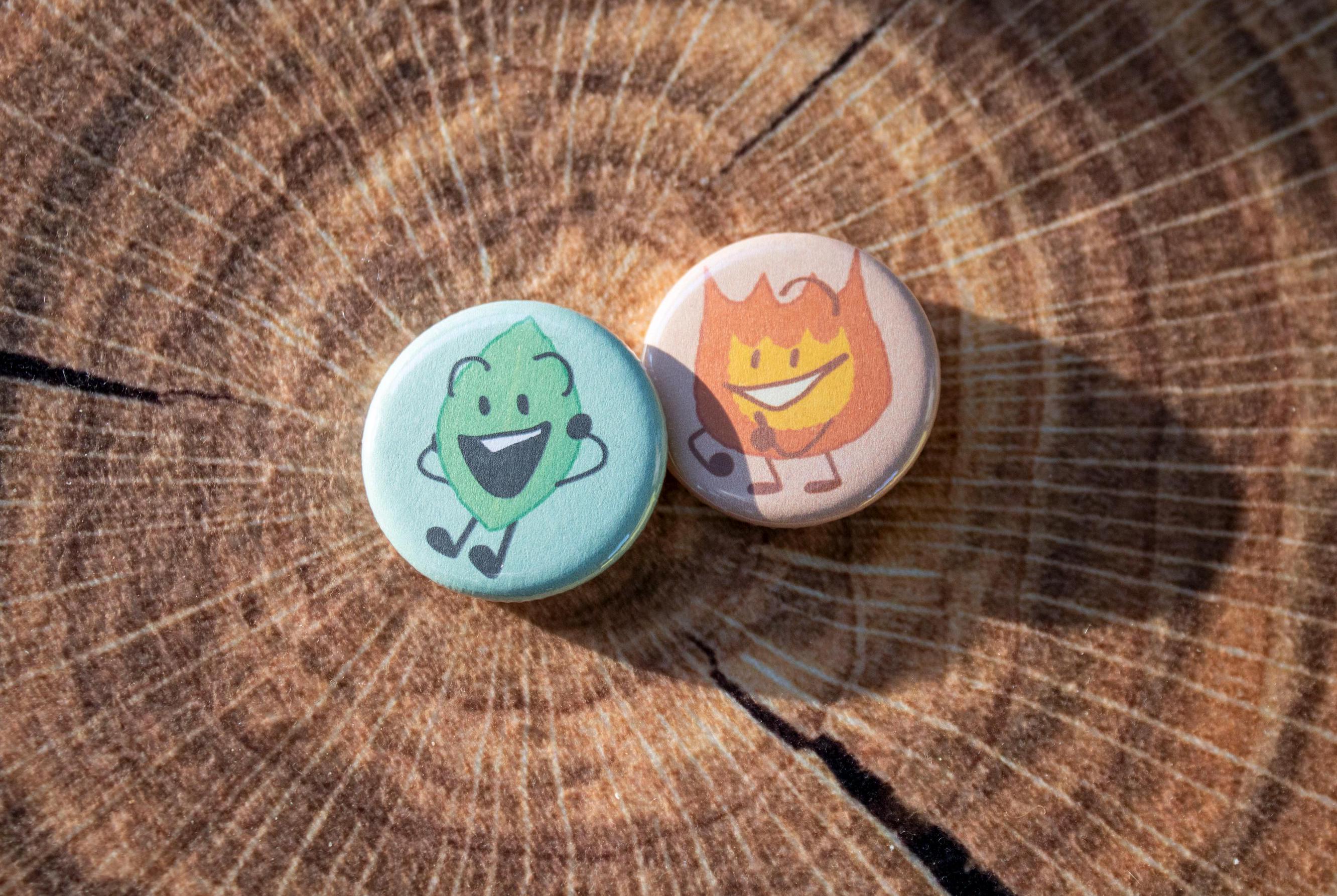 BFDI Firey and Leafy Pin Button Sets - Etsy