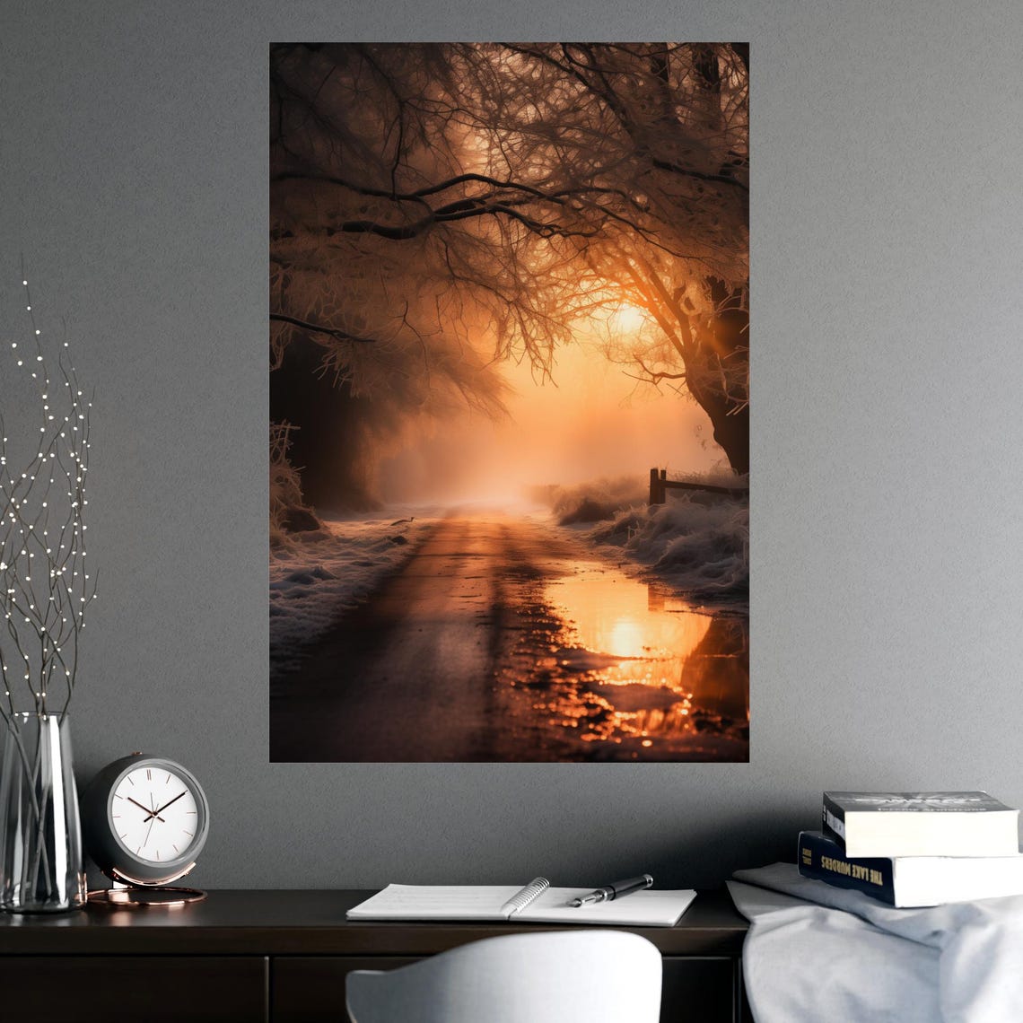 Snowy Road Winter Scene, PRINTABLE Art Work, Instant Download, Gifts ...