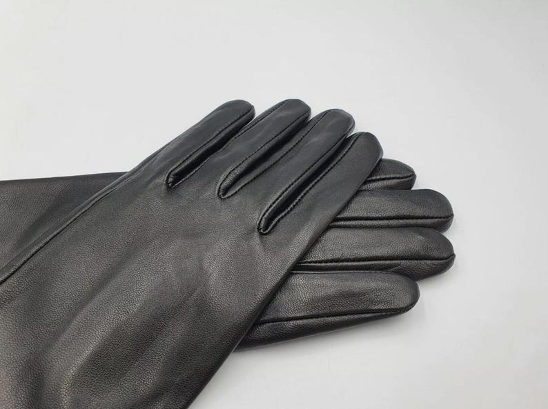 Long Genuine Leather Gloves, Opera Elbow Gloves Black - Etsy